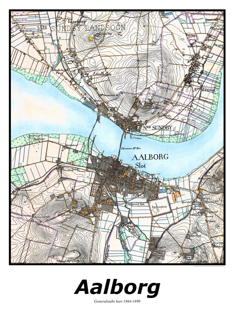 Plakat med kort over Aalborg | Kortplakater over Aalborg. Citymaps.dk ...
