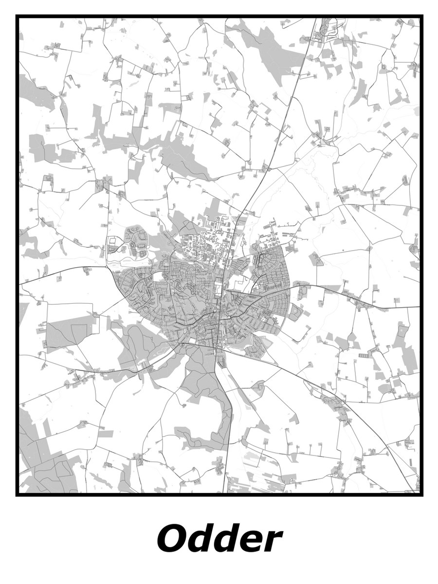Kortplakater over Odder | Plakat med kort over Odder. Citymaps.dk ...