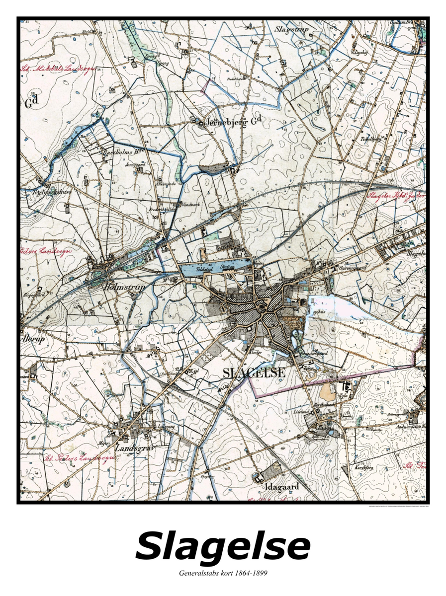 Plakat med kort over Slagelse | Kortplakater over Slagelse. Citymaps.d ...