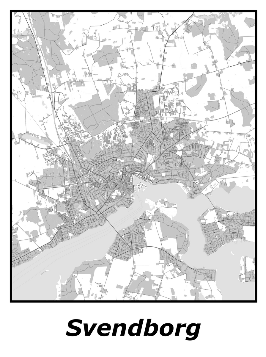 Kortplakater over Svendborg | Plakat med kort over Svendborg. Citymaps ...
