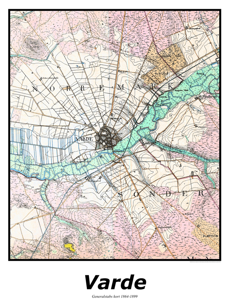 Plakat med kort over Varde | Kortplakater over Varde. Citymaps.dk ...